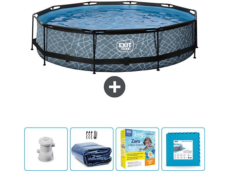 EXIT Toys Rond Stone Frame Zwembad | 360 x 76 cm - Inclusief ...