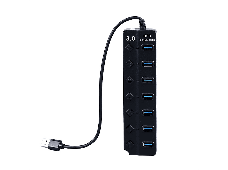 PNUATICM Unabhängiger Schalter, 7 Anschlüsse, USB Hub, Schwarz | MediaMarkt