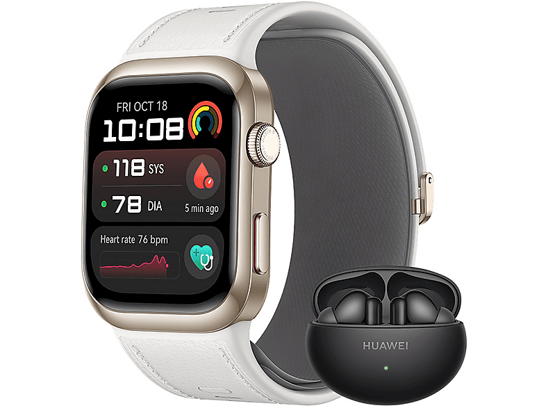 HUAWEI Watch D2 Luca-B10L Bundle Smartwatch Fluorelastomer, Leder, Gold ...