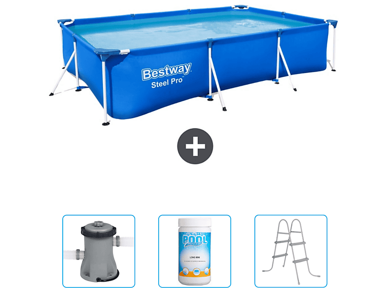BESTWAY Piscine Rectangulaire Steel Pro | 300 x 201 x 66 cm - Incluse ...