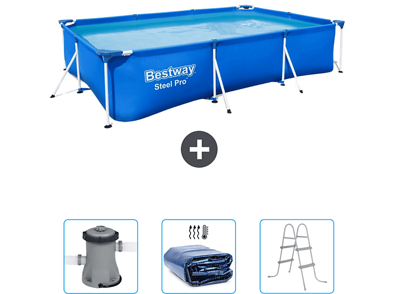 BESTWAY Rechthoekig Steel Pro Zwembad | 300 x 201 x 66 cm - Inclusief ...