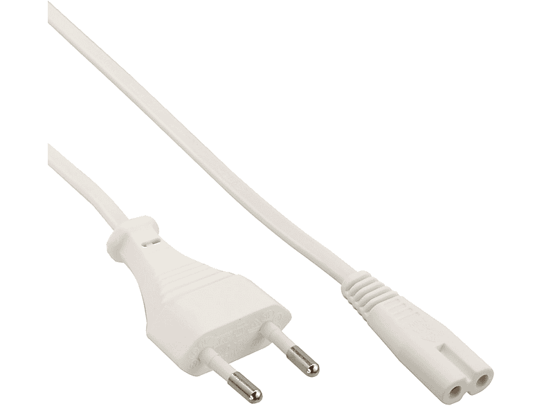 INLINE InLine® Netzkabel, Netzstecker auf Euro 8 C7 Stecker, weiß, 2,0m ...