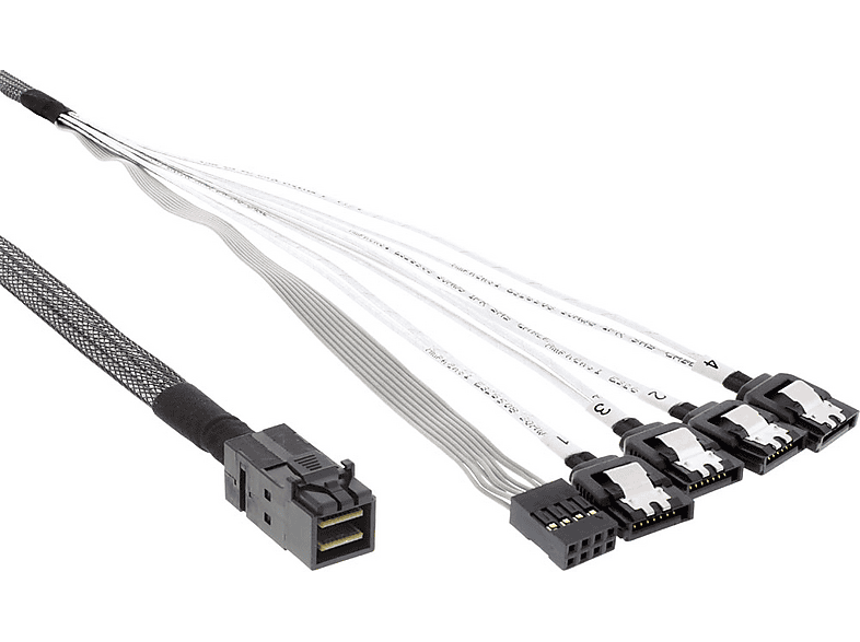 INLINE InLine® Mini SAS HD Kabel, SFF-8643 zu 4x SATA + Sideband, 1m ...
