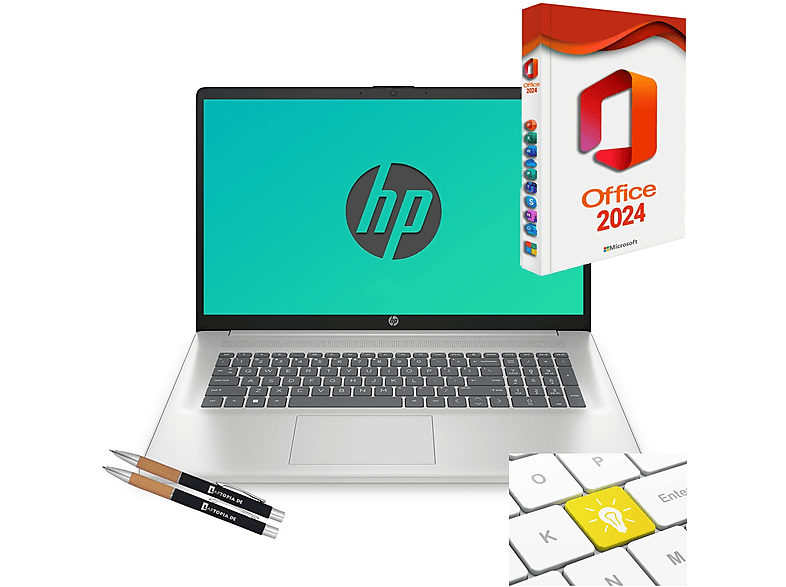 HP 17-CN31, Tastaturbeleuchtung, MS Office 2024 Pro, Notebook, mit 17,3 Zoll Display, Intel ...
