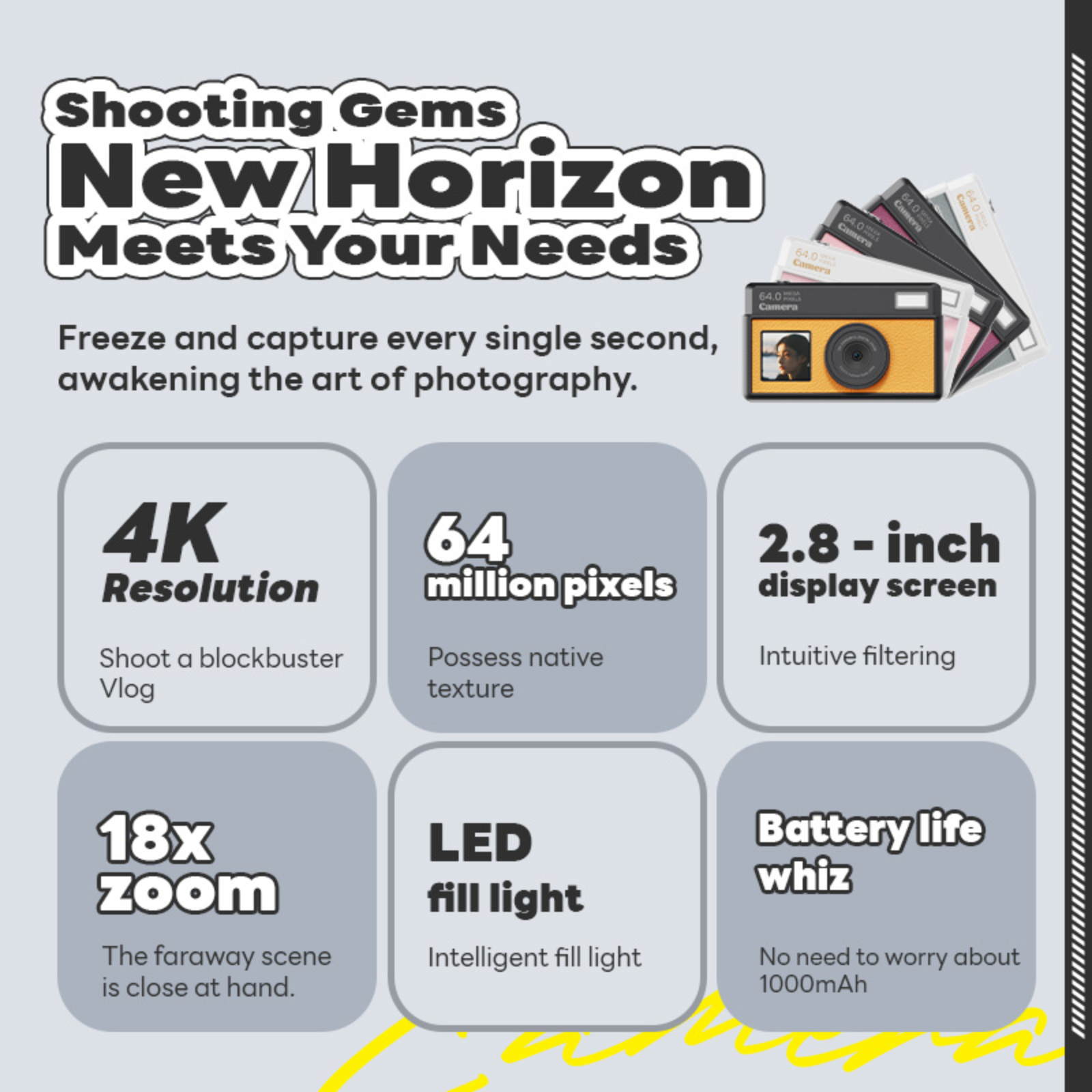 UWOT LED-Licht, 64MP, 4K,18x Zoom, Profi-Qualität Digital camera ...
