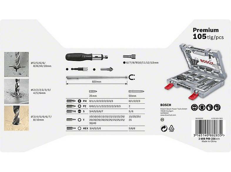BOSCH Premium X-Line Bohrer, Grau, Edelstahl | SATURN