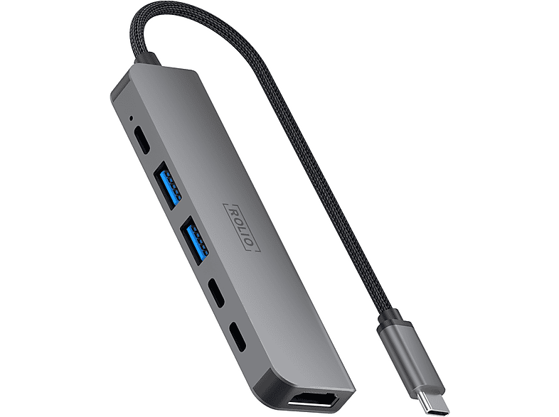 ROLIO 1x 4K HDMI | 2x USB 3.0 - 3x USB-C - Windows - Macbook, USB C hub / Docking station ...