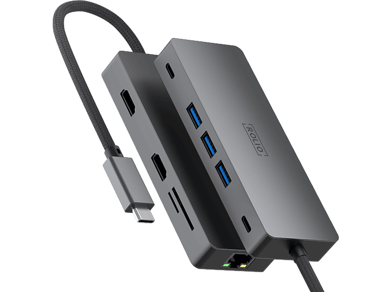 ROLIO zwei Monitore, USB C hub / Docking station, Silber | MediaMarkt