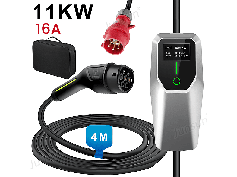 JUNSUN 4 Meter | 11kW | 3-Phasig |Typ 2|Bag Wallbox | SATURN