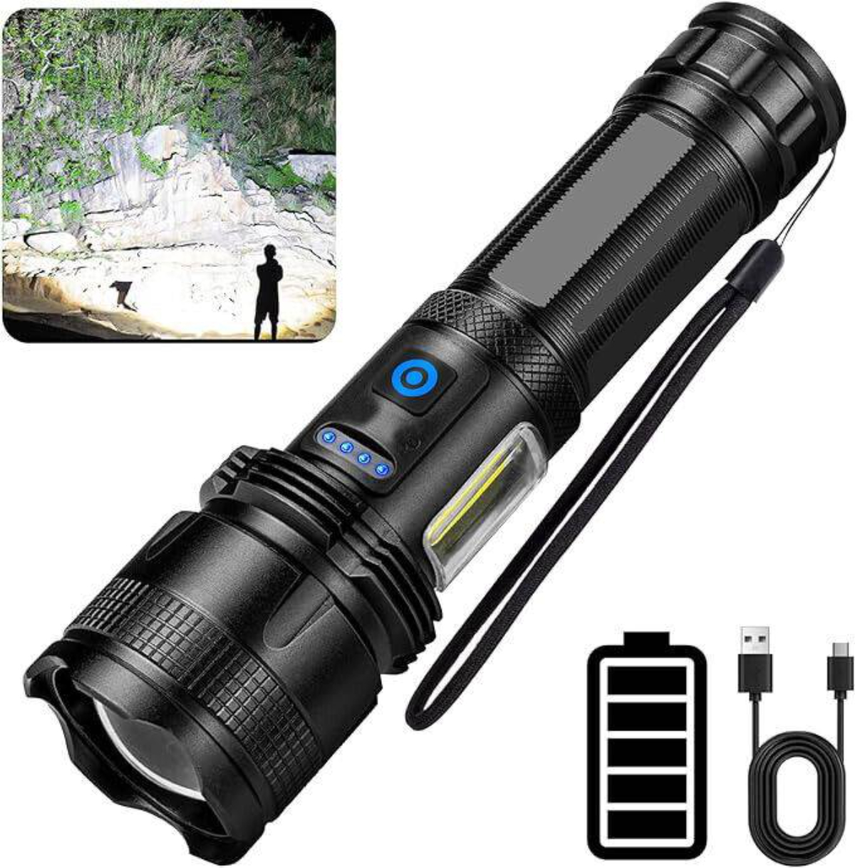 FLYSTAR 100000 Lumen LED USB Wiederaufladbar Akku | Taschenlampe ...
