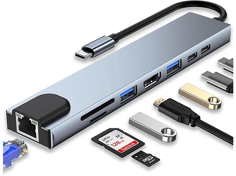 SYNTEK 4K HDMI Plug & Play USB-C effizient, USB Hub, Schwarz | MediaMarkt