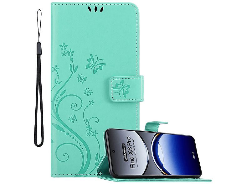 CADORABO Blumen Muster Case, Bookcover, Oppo, Find X8 Pro, FLORAL ...
