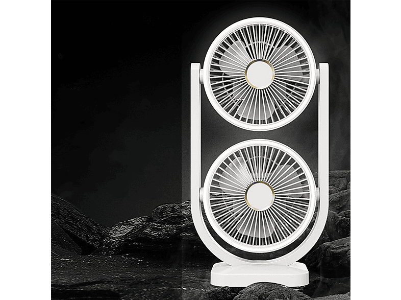 SYNTEK 5-Stufen Leistung USB Dual-Head Rotation Tisch-Ventilator Weiß ...
