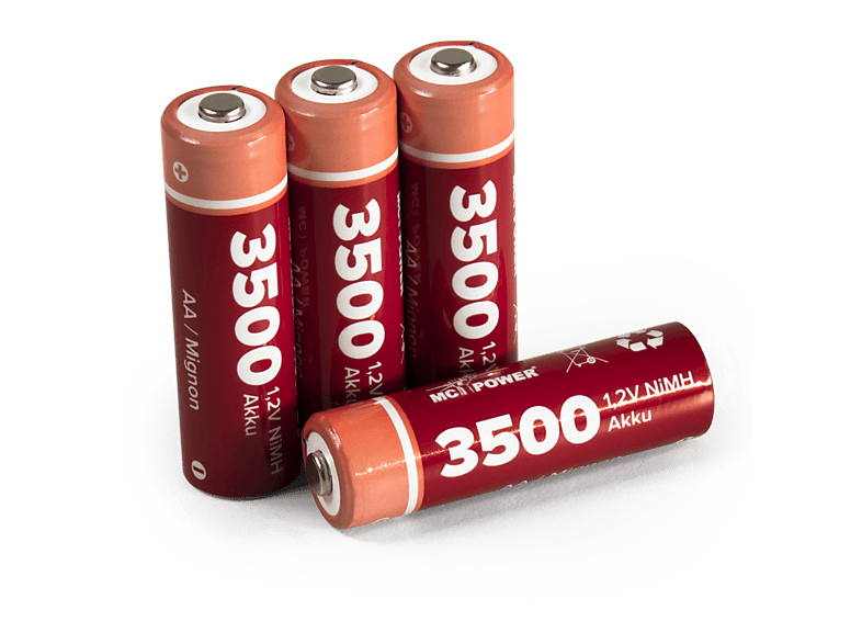 MCPOWER Mignon-Akku Typ AA 12V 3500 4er-Pack Mignon-Akku (AA) Batterien ...