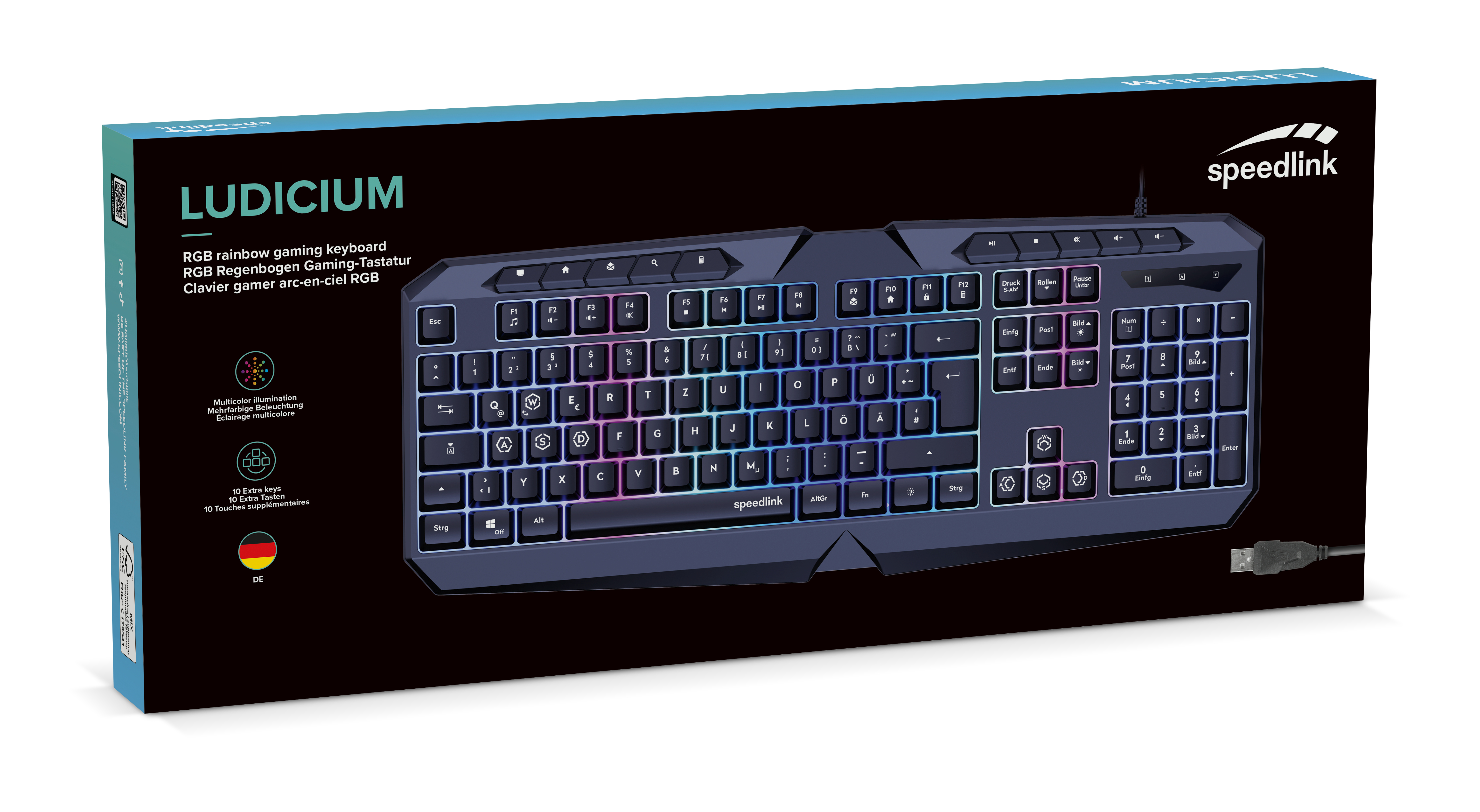 SPEEDLINK LUDICIUM RGB Rainbow, PC Gaming Keyboard, Mecha-Membran | SATURN
