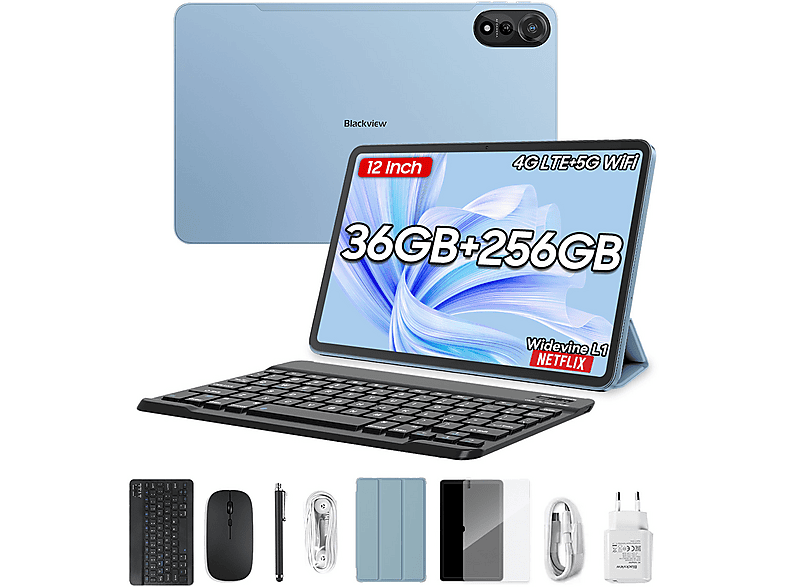 BLACKVIEW MEGA 2 Set, 256 GB, Azul, 12 " HD+, 12 GB RAM, Unisoc T615(Octa core), Tablet Android ...