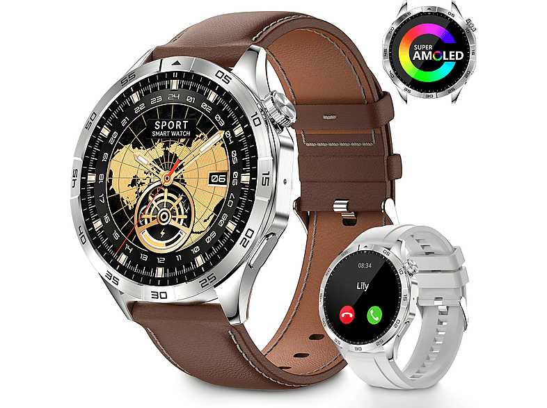 RAYOFI HK4 Smartwatch Silikon, 240 mm, Black/Silver | SATURN