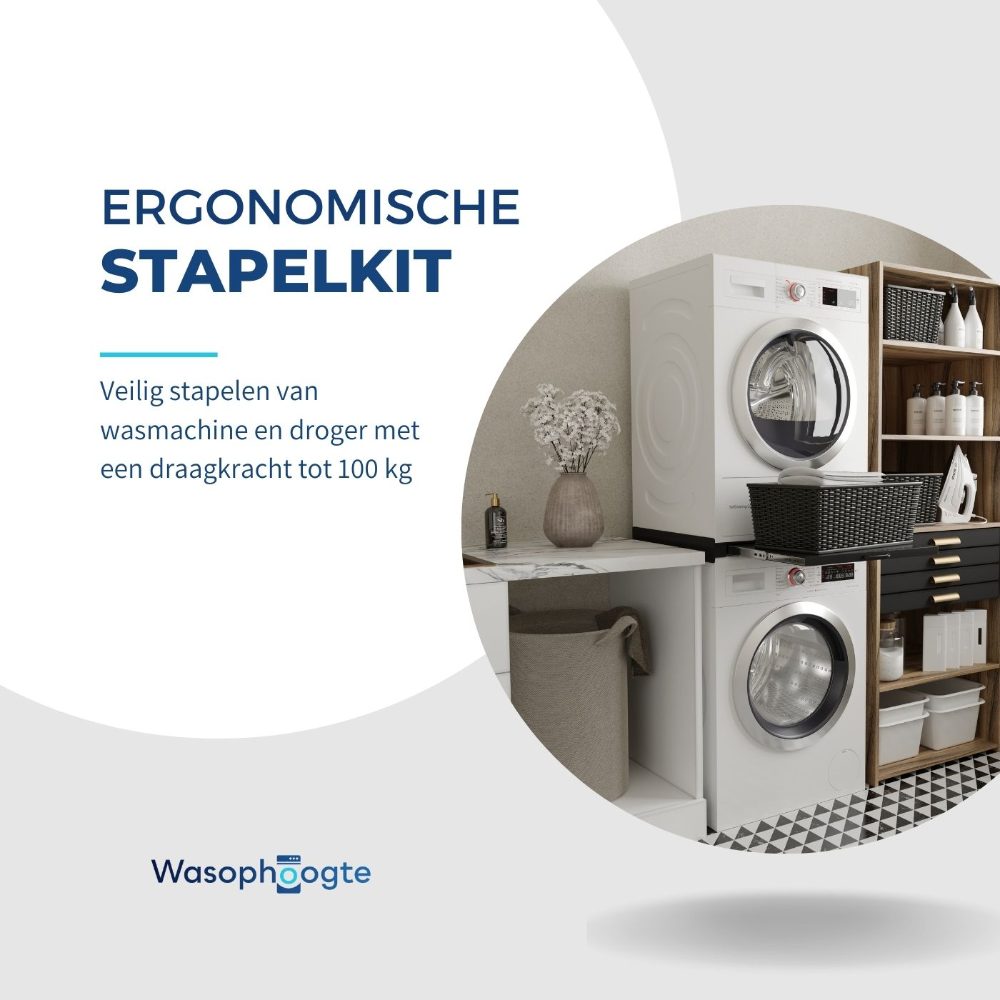 WASOPHOOGTE Connect met uitschuifbaar plateau Universele Stapelkit voor ...