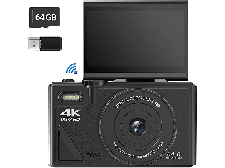 SUZAKUIN 4K 64MP 18X Zoom Digitalkamera Schwarz | SATURN
