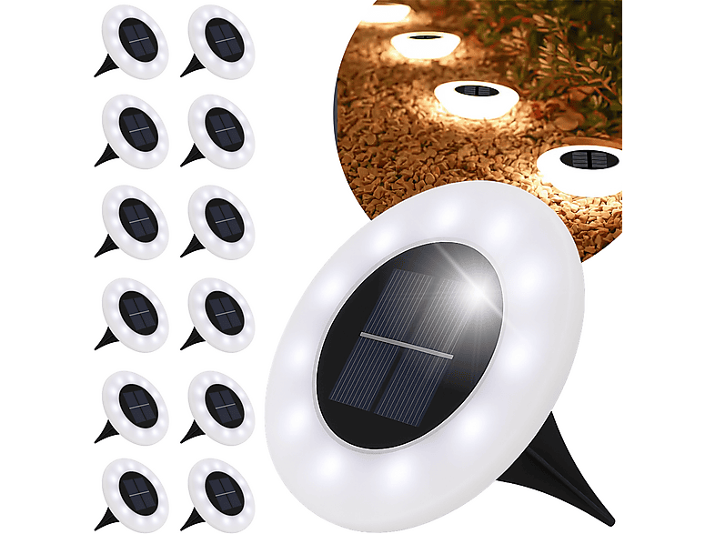 BLIXTAR 12x LED Solar Gartenleuchte Bodenmontage IP65 Solarlampe ...