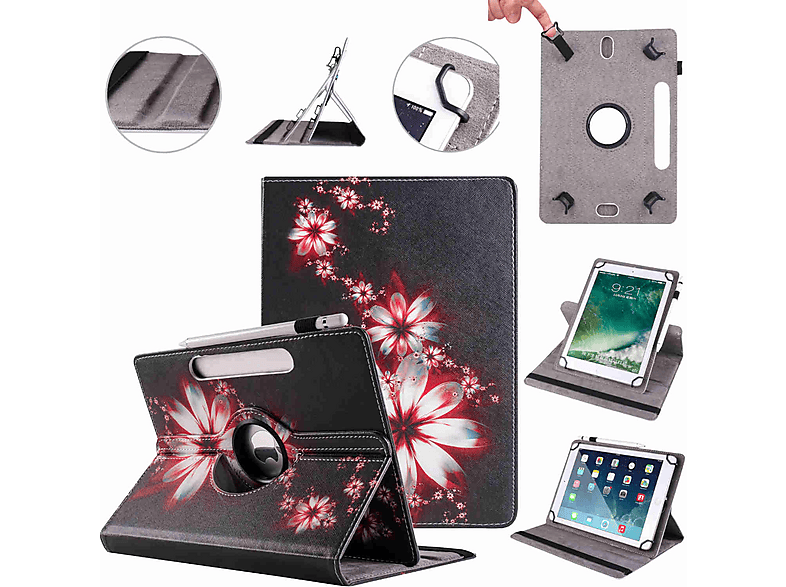 WIGENTO Universelle 360 Grad Rotation Motiv Tasche Tablethülle Full ...