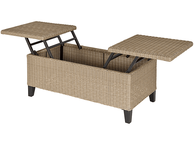 HIYORI Mit Gasfeder Deckel Stauraum aus wetterfestem Gartentisch | SATURN