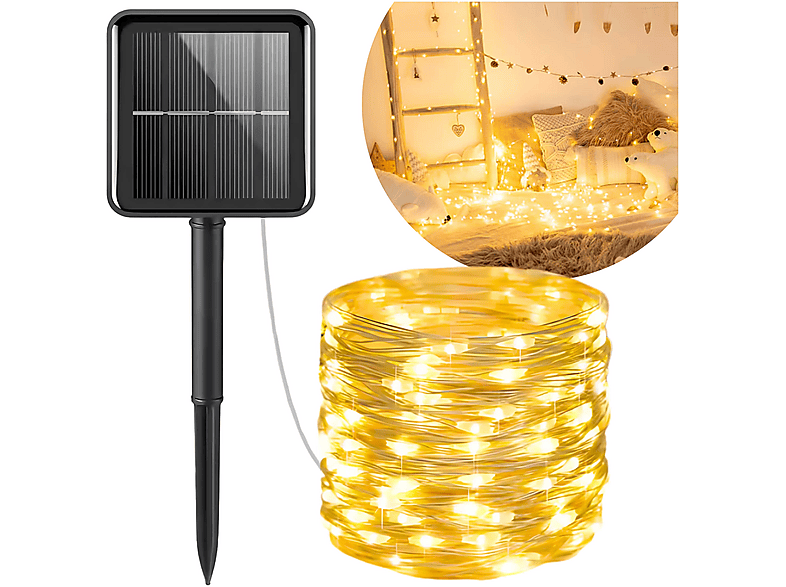 BLIXTAR Solar Lichter 200LED 22m Girlande Lichterkette, Warmweiß ...