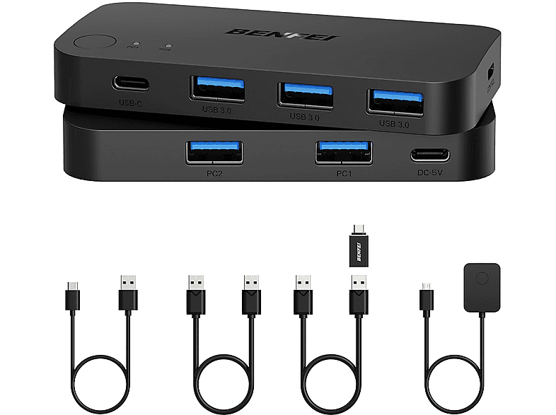BENFEI USB 3.0 KVM Switch, USB HUB, Schwarz | SATURN