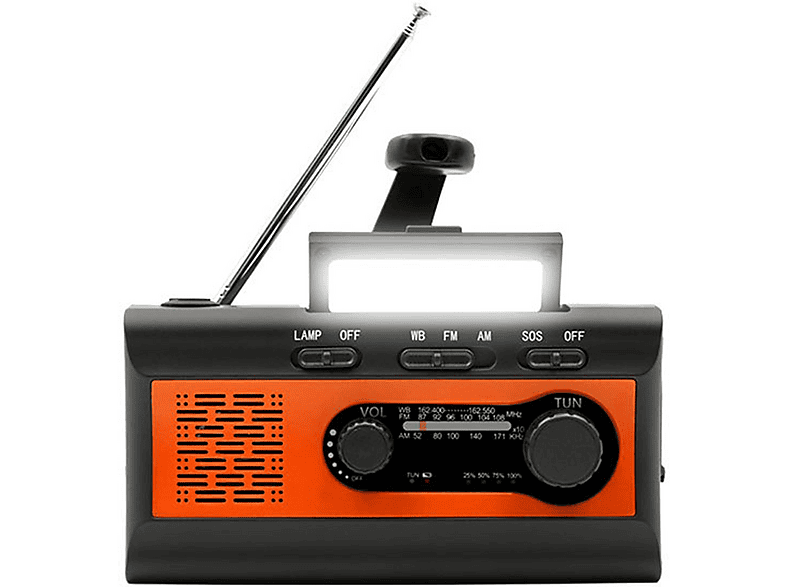 YEMASTER mit Handkurbel,Solarladefunktion,LED-Taschenlampe Radio, AM, FM, Orange | MediaMarkt