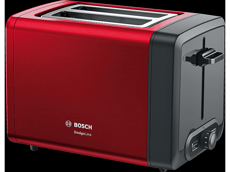 BOSCH TAT 4 P 424 EDELSTAHL Toaster Rotkristall/Schwarzgrau (970 Watt ...