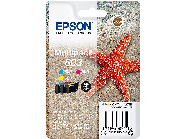 ORIGINALE EPSON Multipack 3-Coloris 603 Ink Ciano, Magenta, Giallo ...
