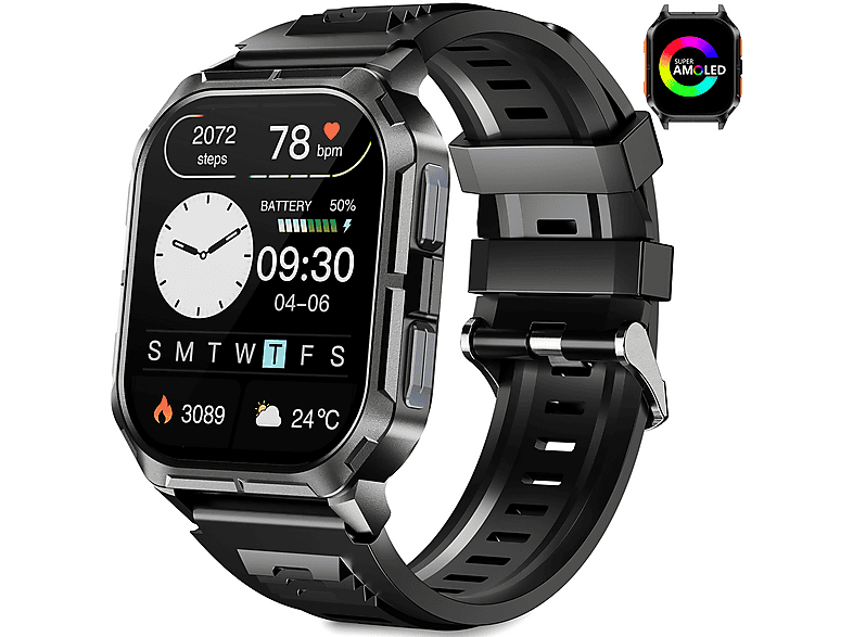 RAYOFI D28 Smartwatch Silikon, 240 mm, Schwarz | SATURN