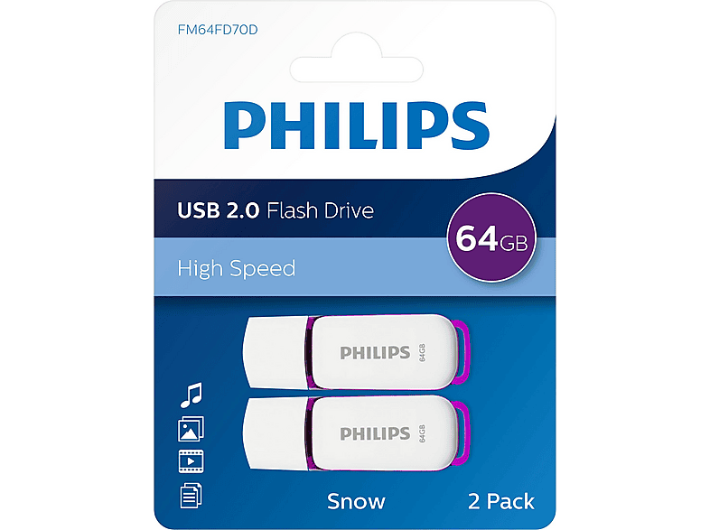 PHILIPS FM64FD70D/00 64GB 2ER SNOW PURPLE USB-Stick (Snow Purple, 64 GB ...