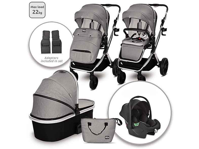 Carrito de bebé | LORELLI Trio GLORY hasta 22 Kg Opaline Grey, talla 0, Opaline Grey | MediaMarkt