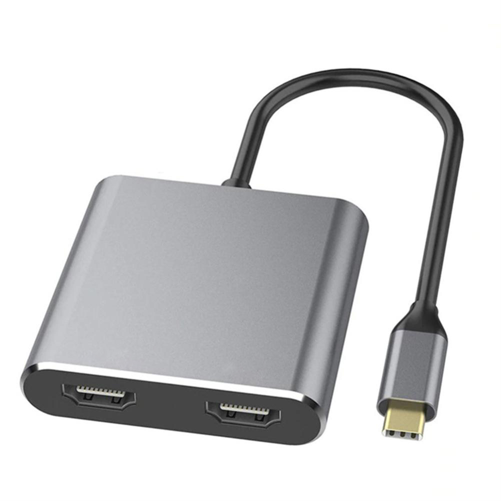 JEDBESETZT Type C to 4K 60Hz Dual HDMI Converter, USB Hub, Grau ...