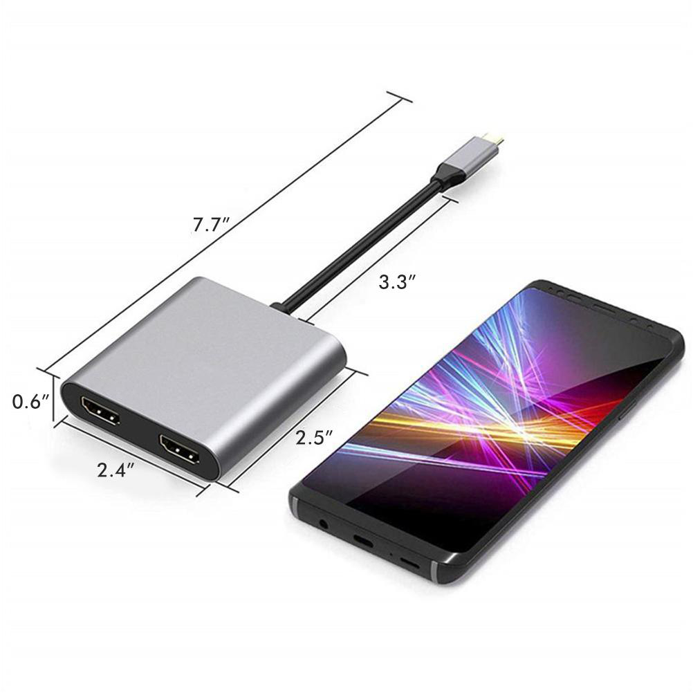 JEDBESETZT Type C to 4K 60Hz Dual HDMI Converter, USB Hub, Grau ...