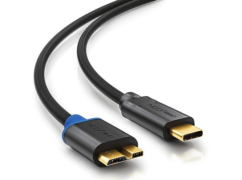Cable USB | DELEYCON MK1071, USB 3.0, USB-C, microUSB, Negro | MediaMarkt