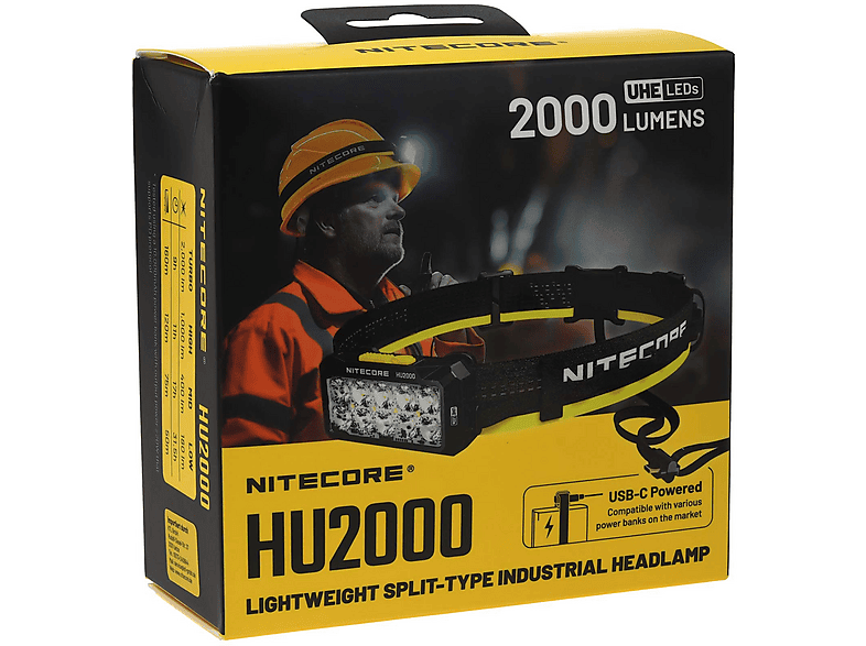 Linterna | HU2000 NITECORE, Negro, Amarillo | MediaMarkt