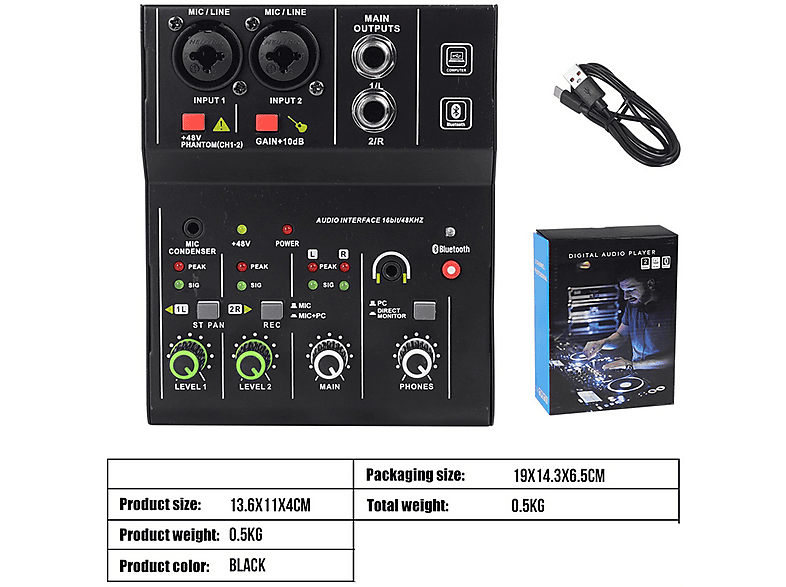 UWOT Kompakt, 2-Kanal, USB/BT, 48V Mixer, black | SATURN