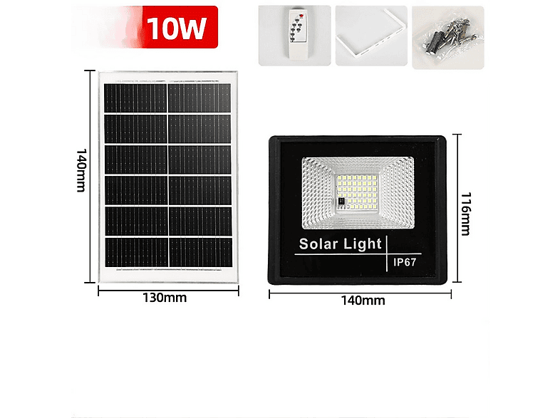 DECOME 10W 800Ah 44LEDs IP67 Solar Gartenlampe LED | MediaMarkt
