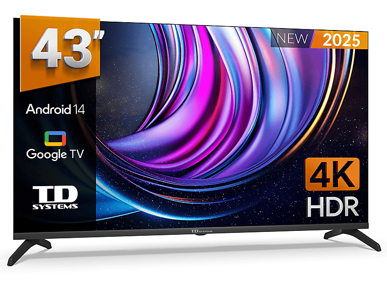 TV DLED 43" | TD SYSTEMS PRIME43C21GLE Hey Google, UHD 4K, Arm Cortex A55x4, Smart TV, DVB-T2 (H ...