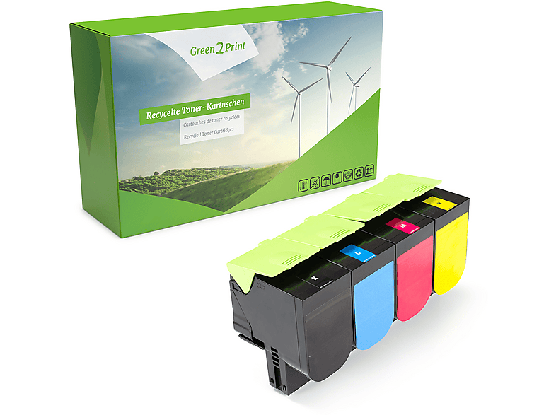 GREEN2PRINT Toner, 1x 2000, 3x 1400 Seiten Toner Toner-Set, 4 ...