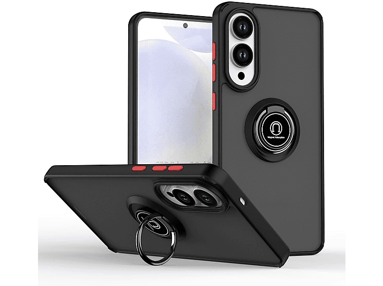 WIGENTO TPU / PC Q Shadow Design Hülle + Ring, Backcover, Samsung, Galaxy S25 Edge 5G, Schwarz ...