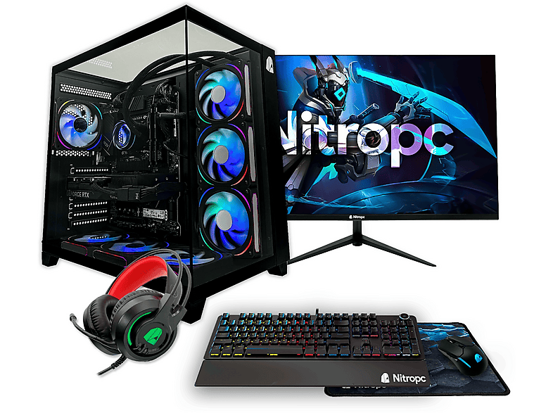 NITROPC PC DESKTOP + MONITOR Pack Gold v2 Nero, AMD, AMD Ryzen 5 8400F ...