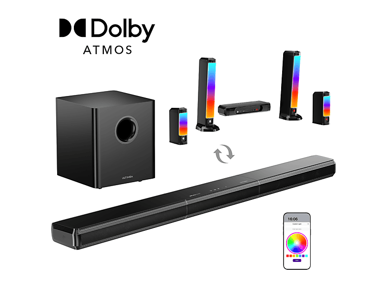 ULTIMEA Apollo-S90 9.1 Soundbar met Dolby Atmos, RGB-Verlichting, APP ...
