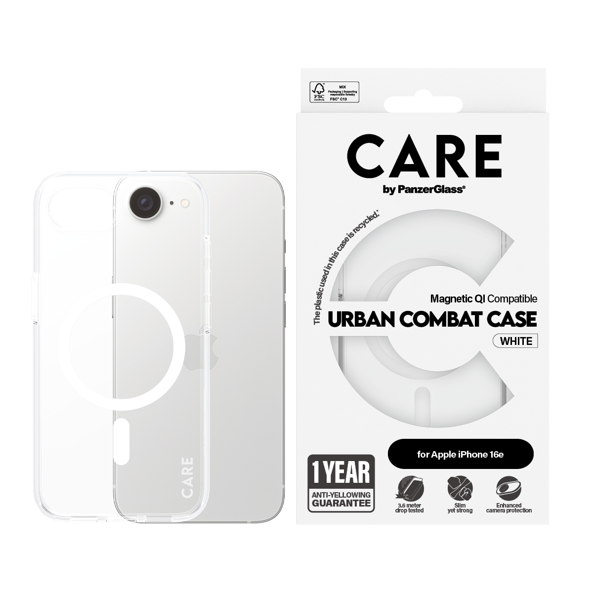 PANZERGLASS CARE by ® Flagship Case Transparent Urban Combat w. White ...