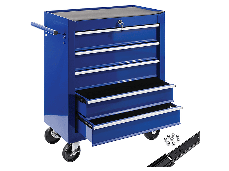 AREBOS Toolbox 5 Fächer Werkzeugkoffer, Blau | MediaMarkt