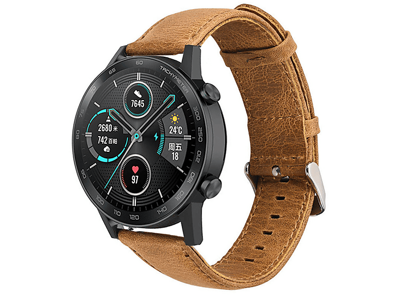 STRAP-IT© Lederarmband, Ersatzarmband, Honor, Magic Watch 2, Braun ...