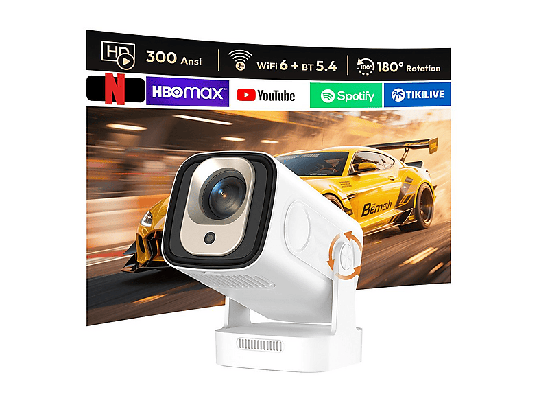 MARKETHAVEN LCD-180-Grad-Drehung mit Android 11 und WiFi 6 Beamer(HVGA ...