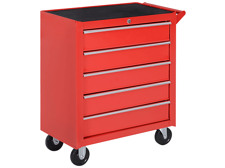 HIYORI Mit Rollen 5 Schubladen Stahl Rollcontainer, Rot | MediaMarkt